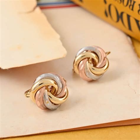 Buy Vicenza Italian Love Knot 14k Tri Color Gold Earrings 36 Grams At