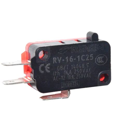 Snap Action Double Plugs Push Button Micro Switch With Short Lever RV 161 1C25 Limit Switch