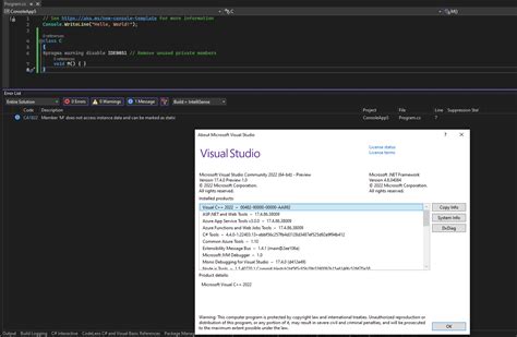 Error List Not Showing Suppressed Diagnostics Issue Dotnet