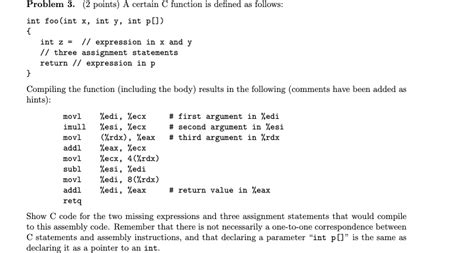 Solved Problem 3 2 Points A Certain C Function Is Defined Chegg