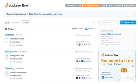 Information Architecture Of Stack Overflows Documentation Feature Ffeathers