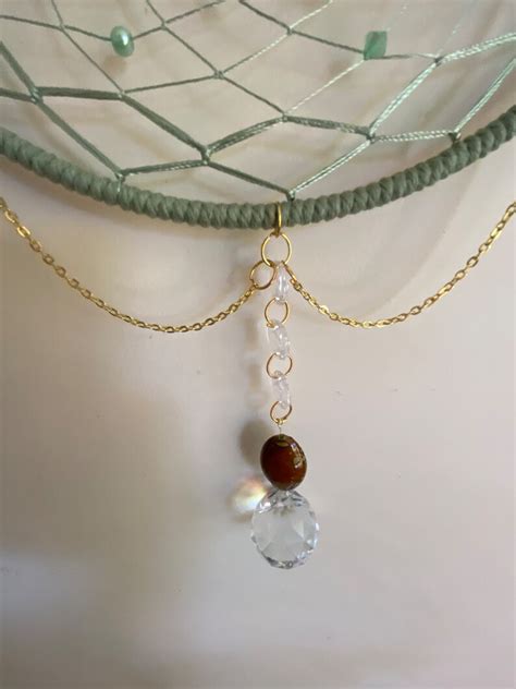 Green Sun Catcher With Two Crystal Balls Etsy