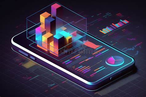 Application Of Smartphone With Business Graph And Analytics Data Stock