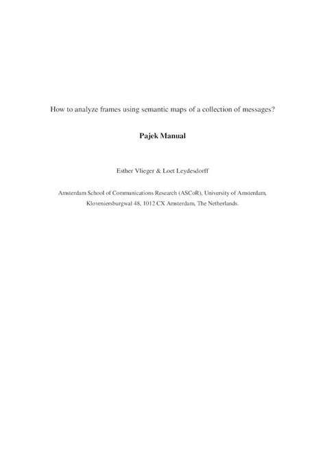 Pdf How To Analyze Frames Using Semantic Maps Of A Collection · Pajek Manual How To