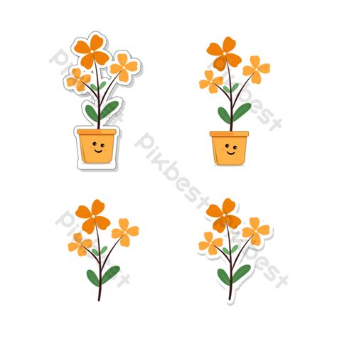 Cartoon Flower Sticker Clipart Png Images Vector Png Images Eps Free