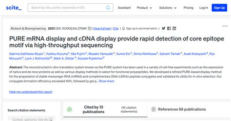 Pure Mrna Display And Cdna Display Provide Rapid Detection Of Core Epitope Motif Via High