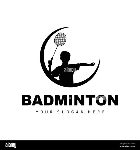 Badminton Logo Sport Branch Design Vector Abstract Badminton Players