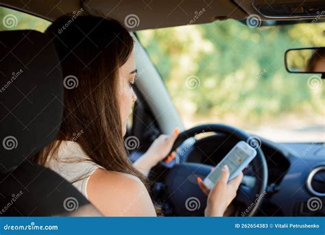 Dangerous Driving Addiction To Social Medias Stock Image Image Of