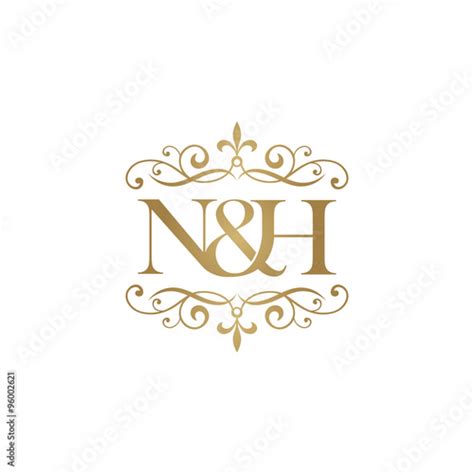 Nandh Initial Logo Ornament Ampersand Monogram Golden Logo Buy This