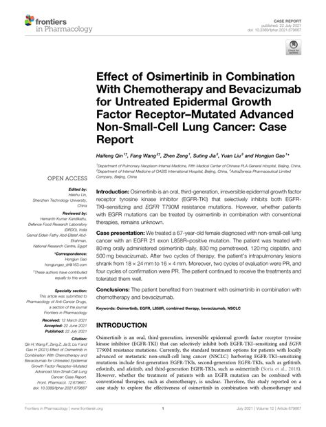 Pdf Effect Of Osimertinib In Combination With Chemotherapy And