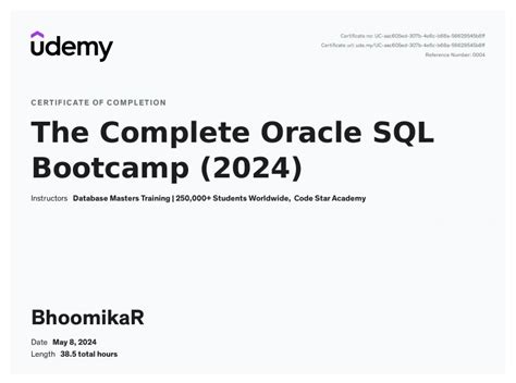 Completed Oracle Sql Bootcamp Bhoomika R Posted On The Topic Linkedin