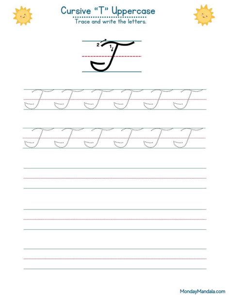 10 Cursive T Worksheets Free Letter Writing Printables