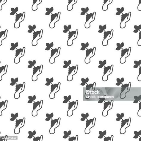 토양과 잎 식물 단단한 완벽 한 패턴 기후 변화 테마와 손 벡터 그래픽입니다 나뭇잎 배경 기호 반복 글리프 아이콘 0명에 대한 스톡 벡터 아트 및 기타 이미지 Istock