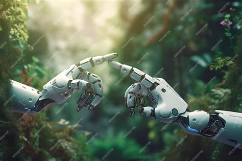 premium ai image a robot with a finger pointing at another robot
