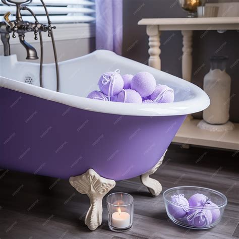 A Purple Bath Tab Is On A Table Premium Ai Generated Image