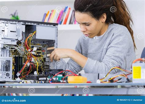 Girl With Tester And Computer Stock Photo Image Of Digital Meter 96542112