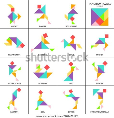 Tangram Puzzle Vector Set Various People Stock Vector Royalty Free
