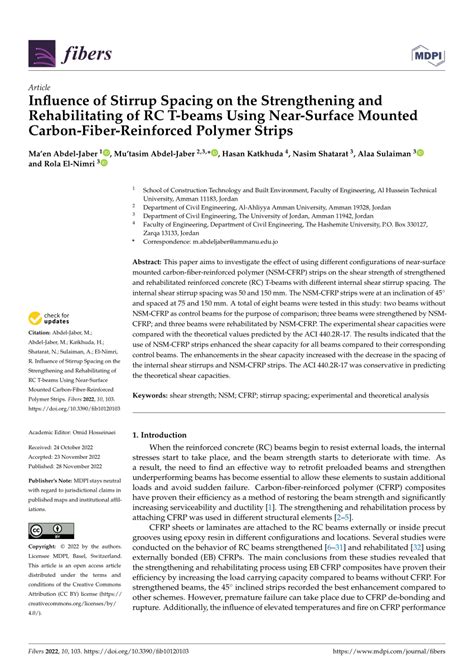 Pdf Influence Of Stirrup Spacing On The Strengthening And Rehabilitating Of Rc T Beams Using