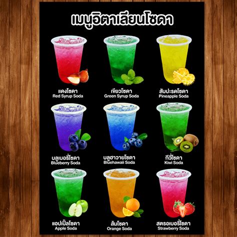 📌 อัพเดตใหม่จ้า ป้ายเมนูอิตาเลียนโซดาแบบไม่มีฝาปิด สีสด ภาพชัด เพิ่ม