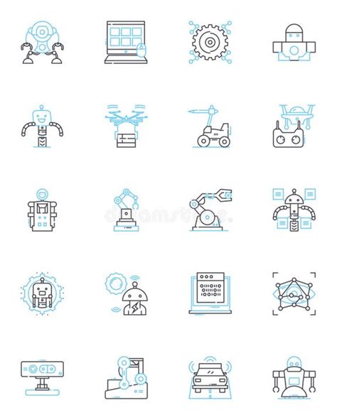 Computer Science Linear Icons Set Algorithm Binary Compiler Cybersecurity Database