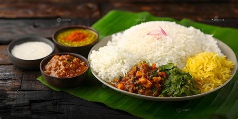 Traditional Onam Sadya A Vegetarian Feast Served On The Festival Day Of