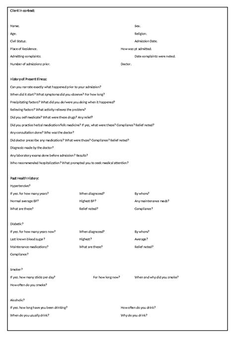 interview guide interview client in context name sex age