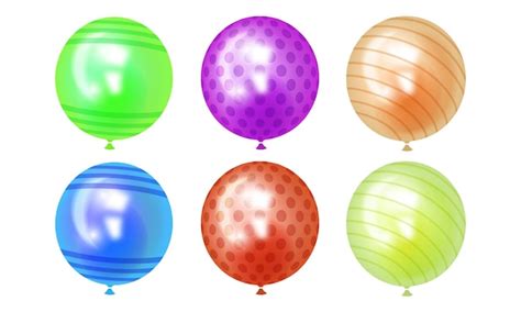 Conjunto Vectorial De Globos De Colores Inflados Con Helio Vector Premium