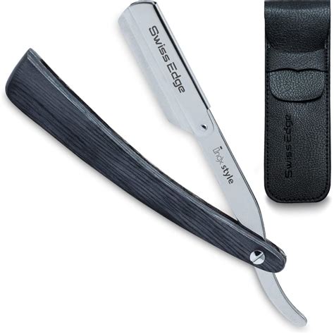 Swiss Edge Cut Throat Razor Kit Matte Black With Gold Plated Swing