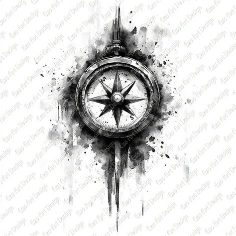 Wanderlust Compass Clipart Watercolor Splatter Adventure Art 10 