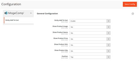 configuration settings magento 2 sticky add to cart extension