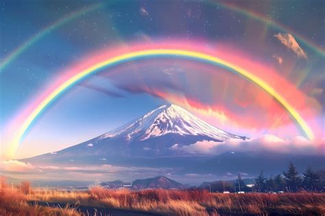 Free Photo Dreamy Rainbow On A Countryside