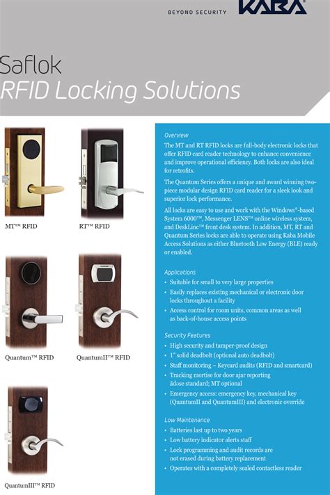 Kaba RFID Contactless Lock Solutions Brochurepdf KB Brochure