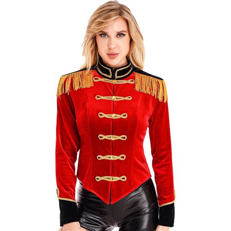 Yonghs Womens Circus Ringmaster Velvet Tassel Jacket Coat Victorian