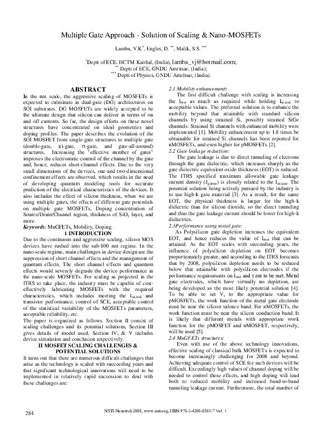 Pdf Multiple Gate Approach Solution Of Scaling And Nano Mosfets