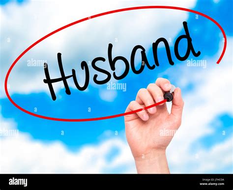 Man Hand Writing Husband With Black Marker On Visual Screen Isolated
