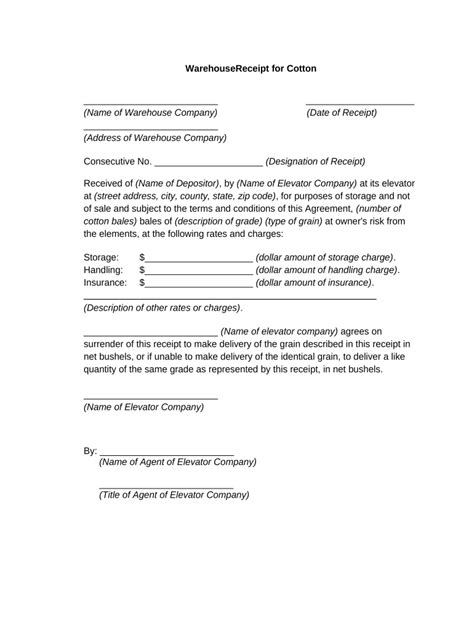 Warehouse Receipt For Cotton Form Fill Out And Sign Printable Pdf