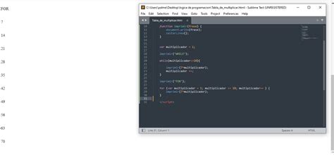 Proyecto Tabla de multiplicar while for Lógica de programación Conceptos primordiales