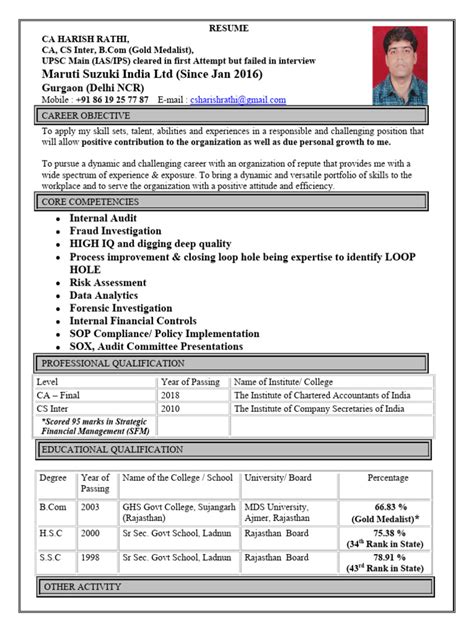 Ca Harish Rathi Cv Audit 16 Feb 24 1 1 1 2 Pdf Audit Internal Audit