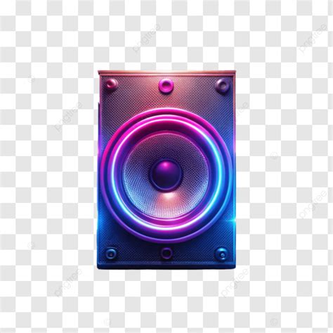Futuristic Sound Speaker On Illuminated Neon Light Background