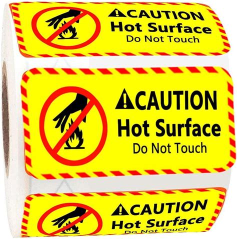 Warning Hot Surface Labels 2x1inch Caution Hot Surface Warning Stickers