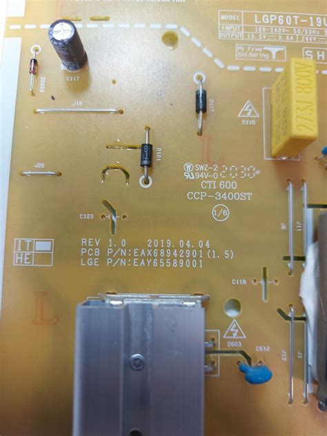 POWER SUPPLY EAX68942901 (1.5) EAY65589001 REV 1.0 FOR LG 60UN71006LB ...
