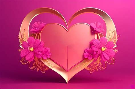 Premium Ai Image Love Pink Background Glowing Heart