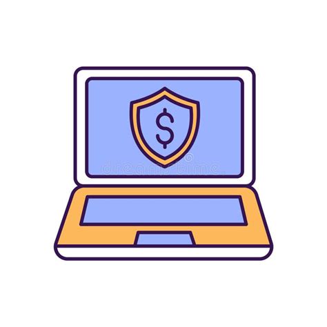 Computer Shield Outline With Colors Fill Vector Icon That Can Easily Edit Or Modify Stock