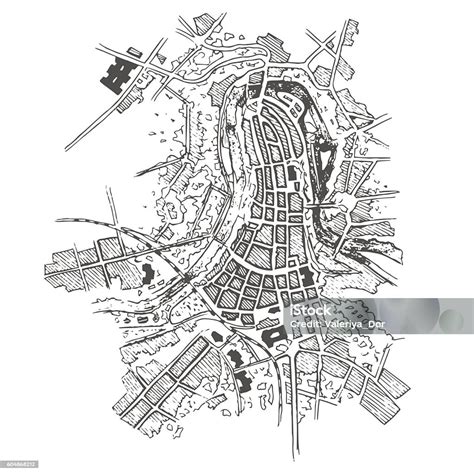 Vetores De Plano Urbano De Uma Cidade Vila Velha Mapa Da Cidade De