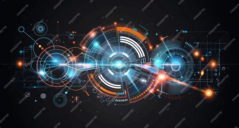 Abstract Digital Interface With Glowing Circles And Lines Premium Ai Generated Image