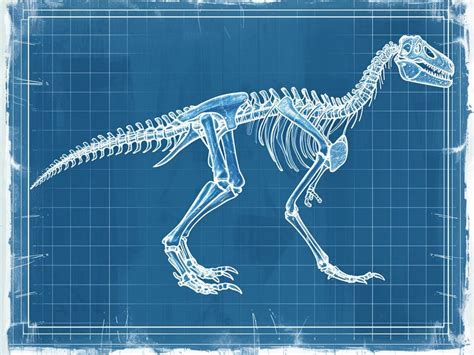Velociraptor Skeleton Hand Drawn Blueprint 2 Art Print By Dino Delights