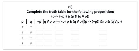 Solved Complete The Truth Table For The Following Chegg Com