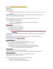 Econ Notes Pdf Week Measuring Economic Performance Chapter Measuring Gdp