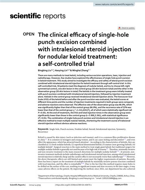Pdf The Clinical Efficacy Of Single Hole Punch Excision Combined With