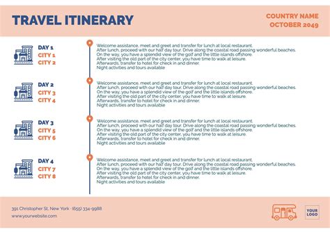 Editable Travel Itinerary Template Travel Itinerary Template Travel